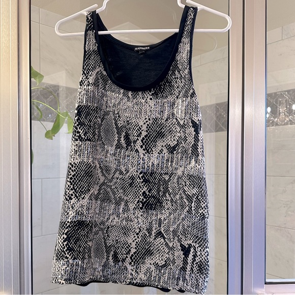 Express | Tops | Snake Print Sequin Tank | Poshmark